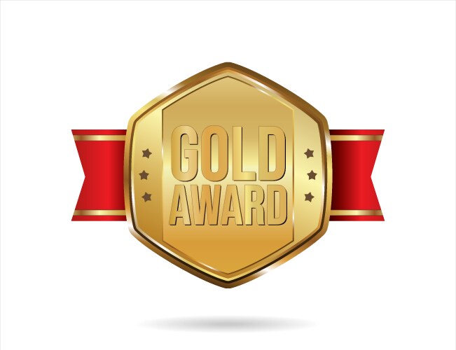 Gold award badge on white background Royalty Free Vector