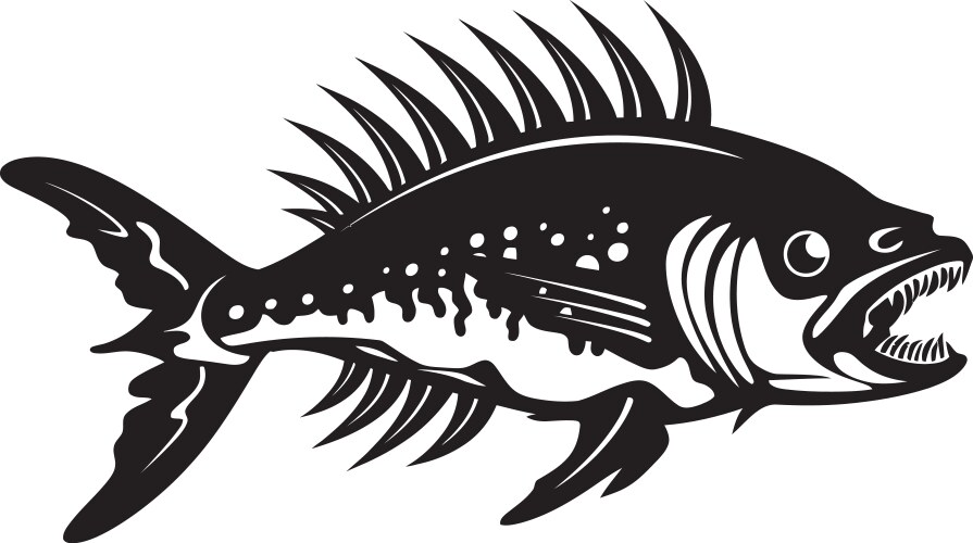 Bonefish behemoth black icon for predator fish Vector Image
