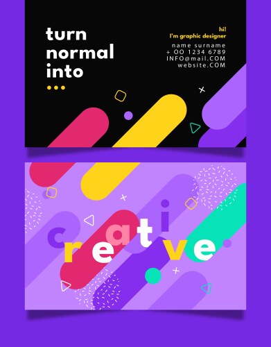 Funny graphic designer business card template Vector Image