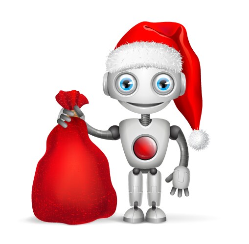 Cartoon santa clause pulling a huge bag Royalty Free Vector