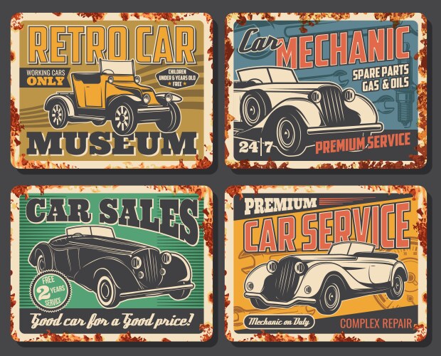 Vintage car signs Royalty Free Vector Image - VectorStock
