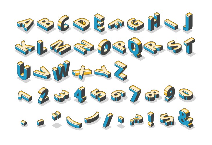 Line art transparent alphabet in isometric style Vector Image