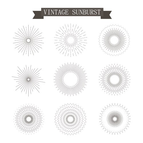 Set of vintage sunburst geometric shapes Vector Image