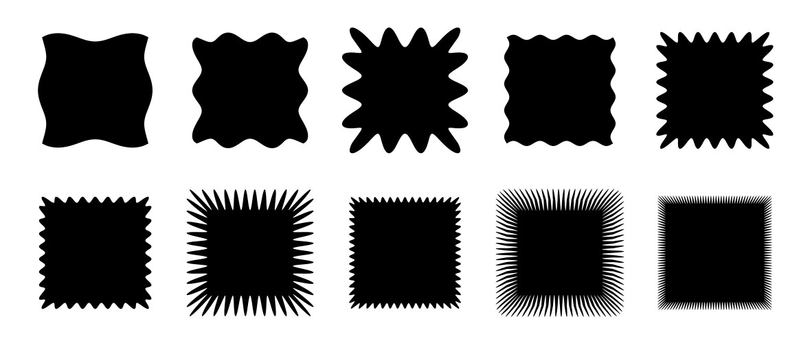 Squiggle frames set zigzag wavy edges retro Vector Image