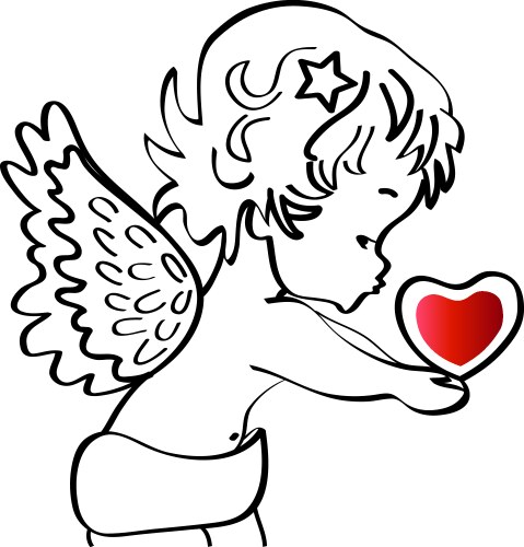 Angel holding heart Royalty Free Vector Image - VectorStock