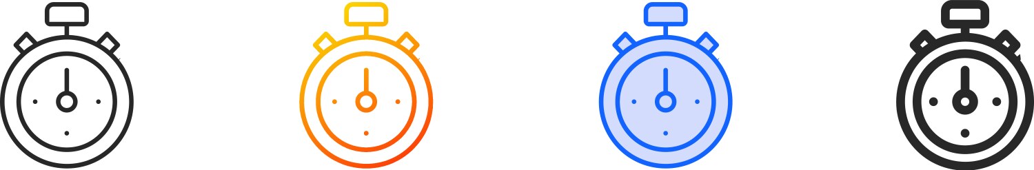 Chronometer iconthin linear gradient blue stroke Vector Image