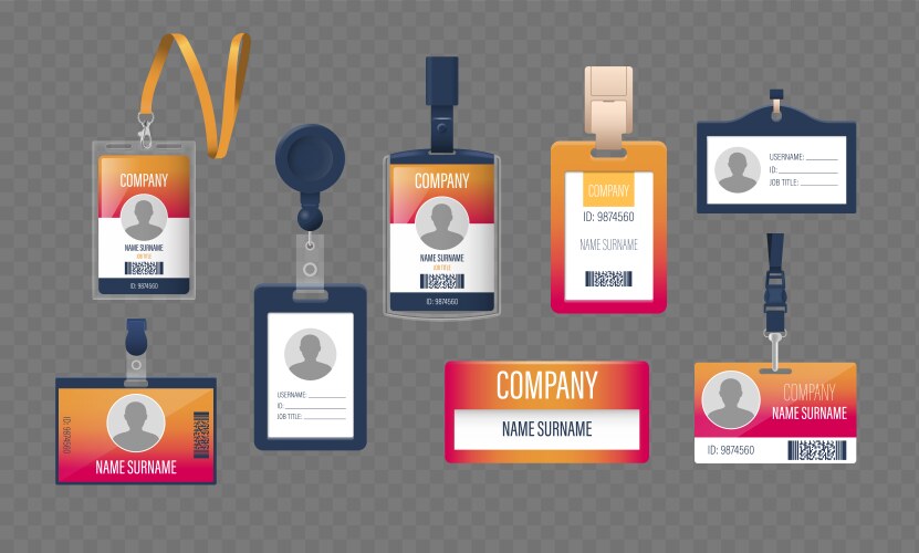 Collection of office identification badges Vector Image