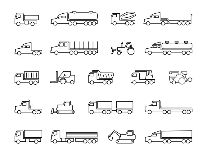 Construction truck icon set Royalty Free Vector Image
