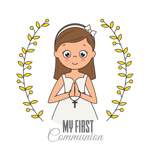 First holy communion cute little girl Royalty Free Vector