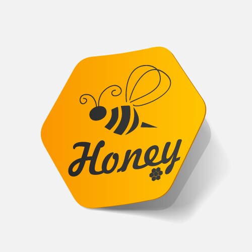 Realistic paper sticker honey Royalty Free Vector Image