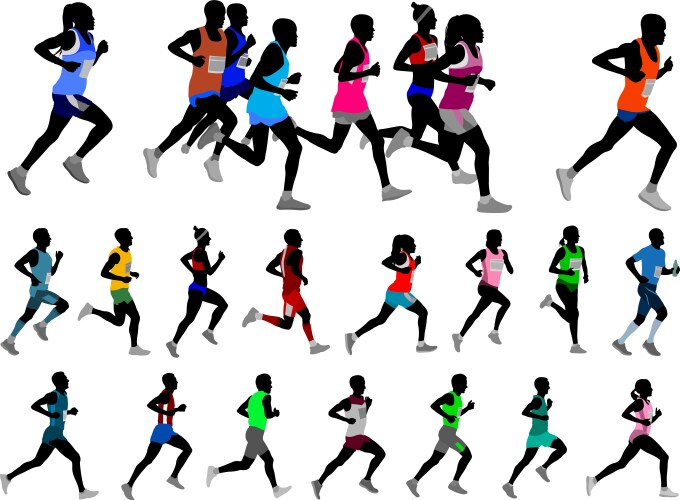 40 marathon runners Royalty Free Vector Image - VectorStock