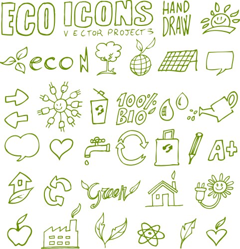 Hand drawn eco icons Royalty Free Vector Image