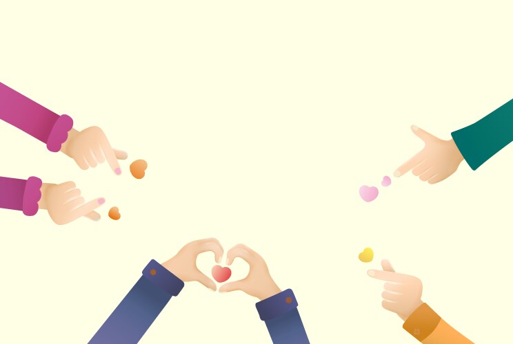 Group people putting hands shape heart love Vector Image