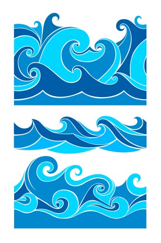 Marine seamless pattern with stylized blue waves Vector Image
