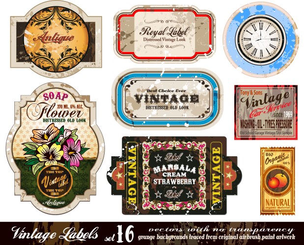 Vintage labels collection set Royalty Free Vector Image