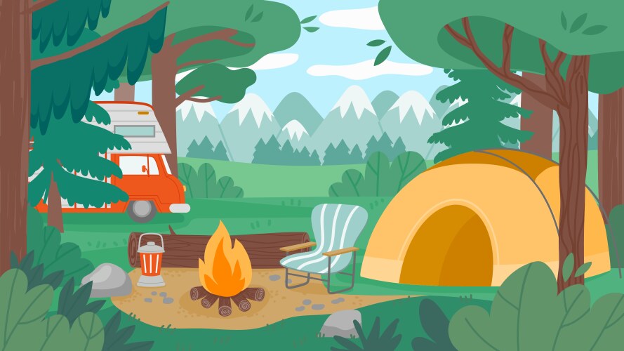 Camping hiking poster Royalty Free Vector Image
