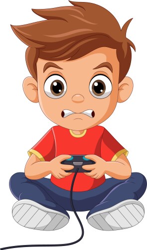 Cartoon kids with different hobbies on a white bac