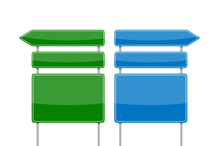 Blank green road signs Royalty Free Vector Image