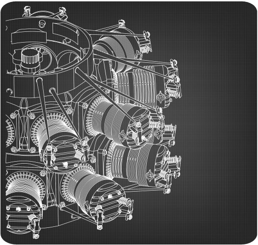 Radial engine on a gray Royalty Free Vector Image