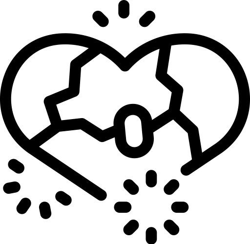 Broken heart representing sadness and breakup Vector Image