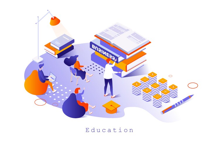 Kindergarten learning isometric Royalty Free Vector Image