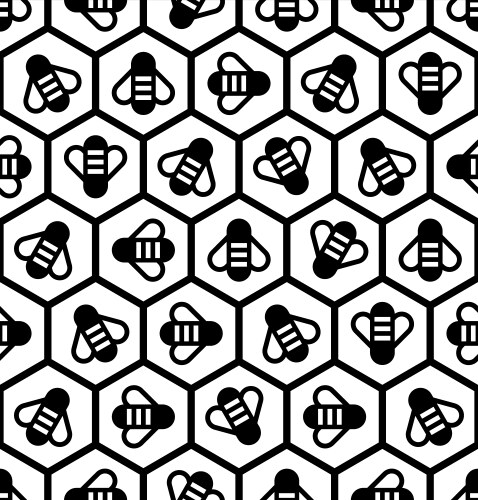 Bees on honey cells Royalty Free Vector Image - VectorStock