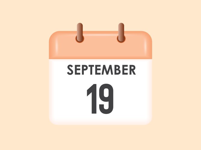 September 19 - calendar and time planner daily Vector Image