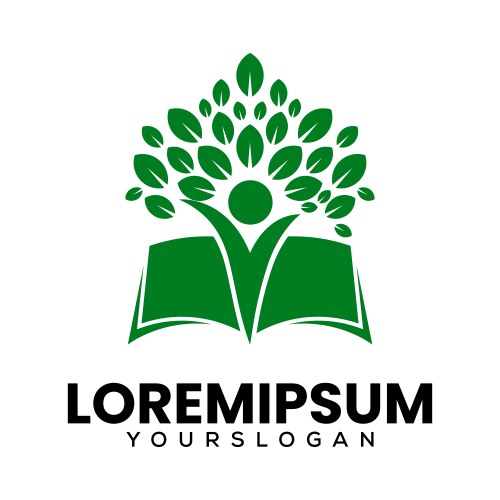 Kids reading book logo design Royalty Free Vector Image