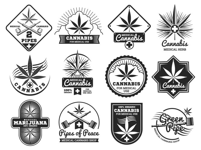 Cannabis & Hemp Logos Royalty Free Vector Image