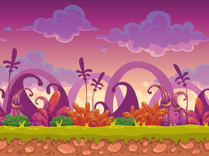 Cartoon seamless landscape background horizontal Vector Image