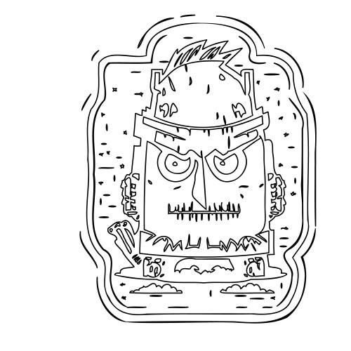 Frankensteins monster outline sketch Royalty Free Vector