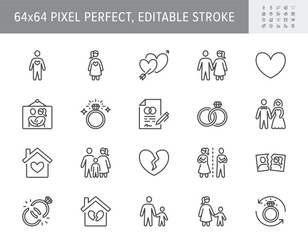 Harmonious relationship icons set Royalty Free Vector Image