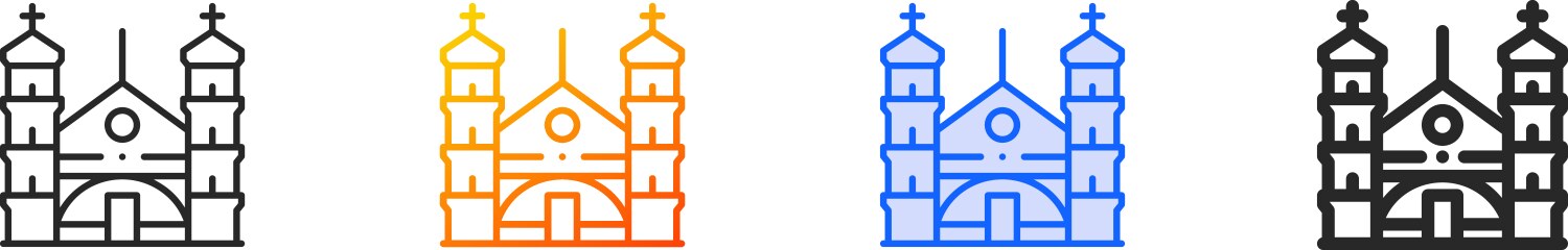 Church iconthin linear gradient blue stroke Vector Image