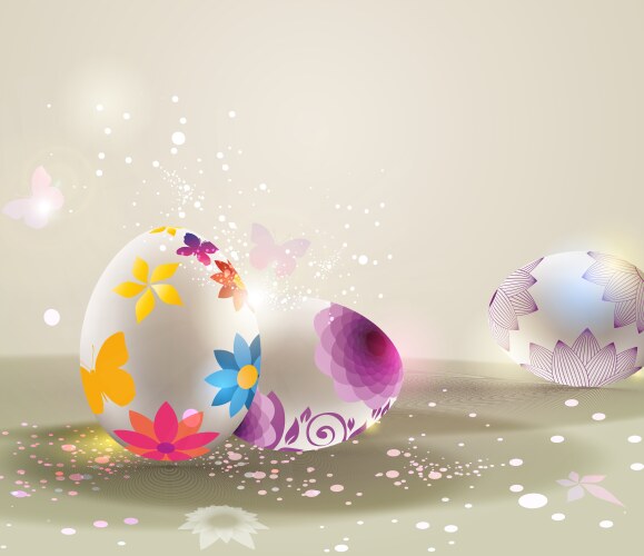 Holiday easter eggs on wooden background Vector Image