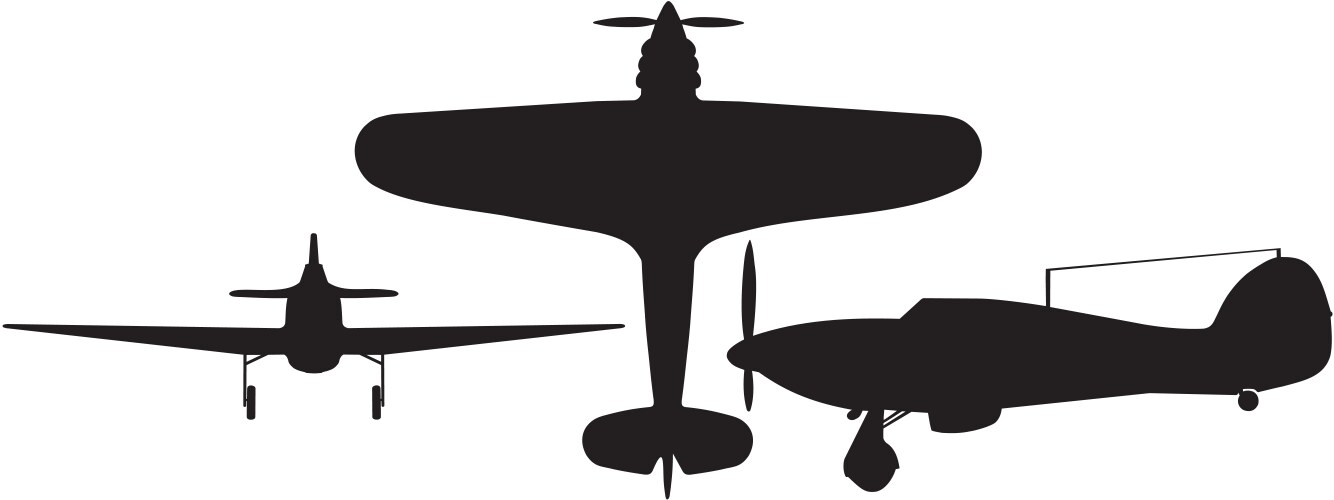 Supermarine spitfire ii silhouette side Royalty Free Vector