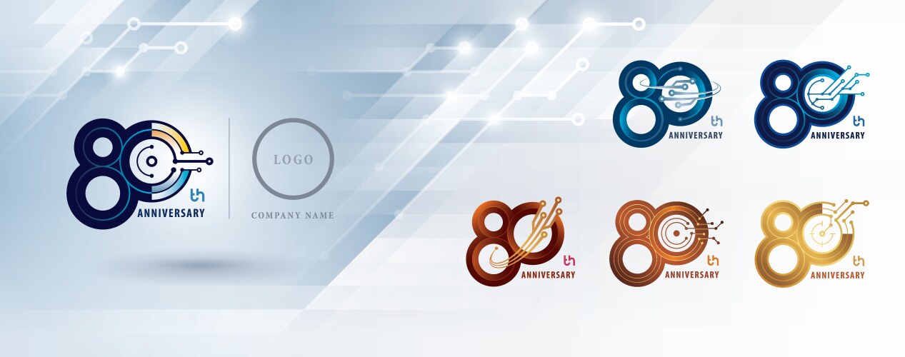 Set of 90th anniversary logotype design ninety Vector Image