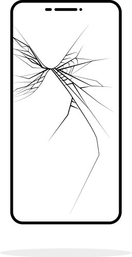 Smart phone with broken screen Royalty Free Vector Image