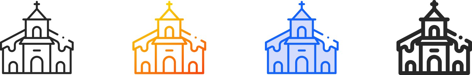 Church iconthin linear gradient blue stroke Vector Image