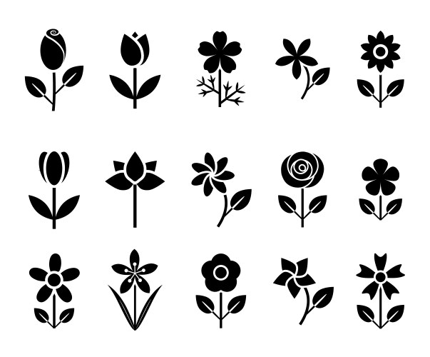 Flower icons for pattern Royalty Free Vector Image