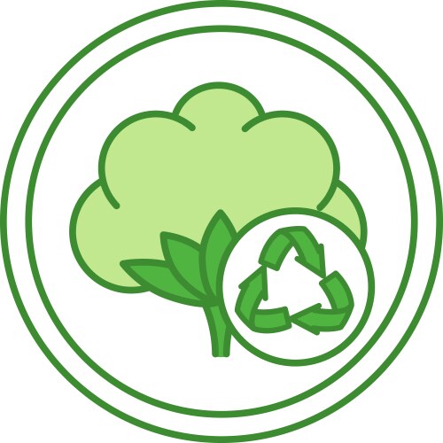 Green icons of recycled textile fibers labels Vector Image