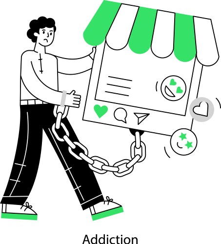 An editable linear mini of addiction Royalty Free Vector