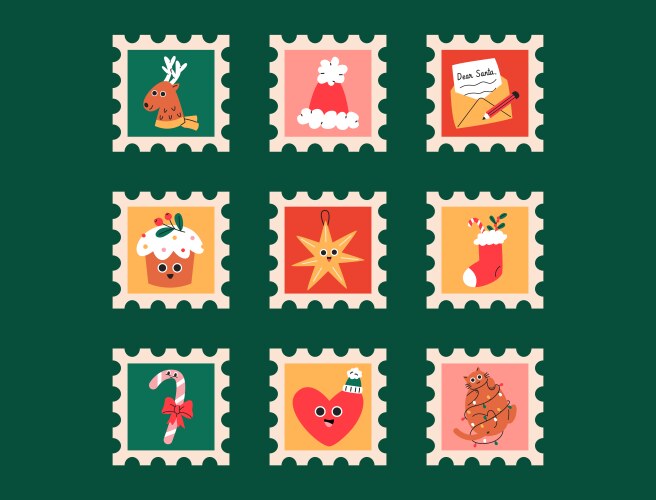 Cartoon Postage Stamp Vector Images (over 2,300)
