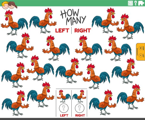 Counting left and right pictures of cartoon Vector Image