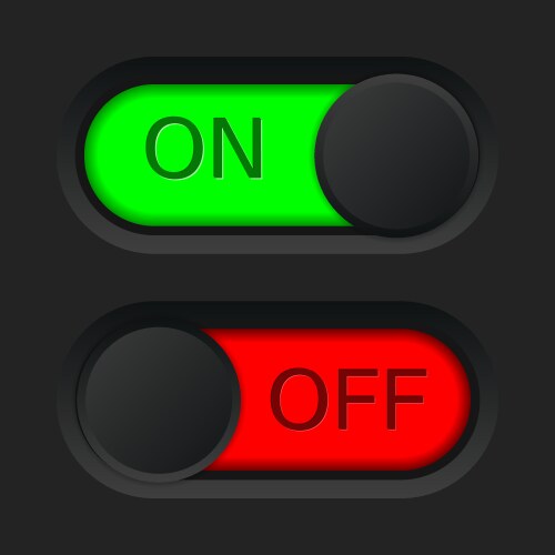 Red and green on off switch button Royalty Free Vector Image