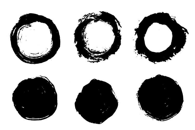Brush strokes set of round text boxes Royalty Free Vector