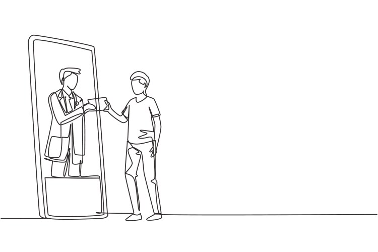 Continuous one line drawing give a gift Royalty Free Vector