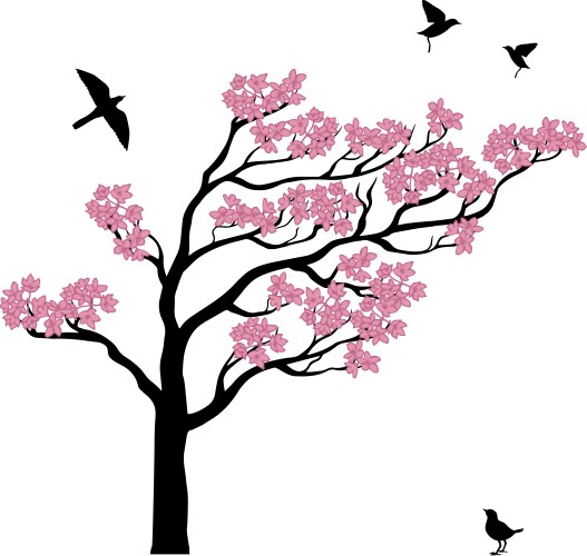Trees and birds Royalty Free Vector Image - VectorStock