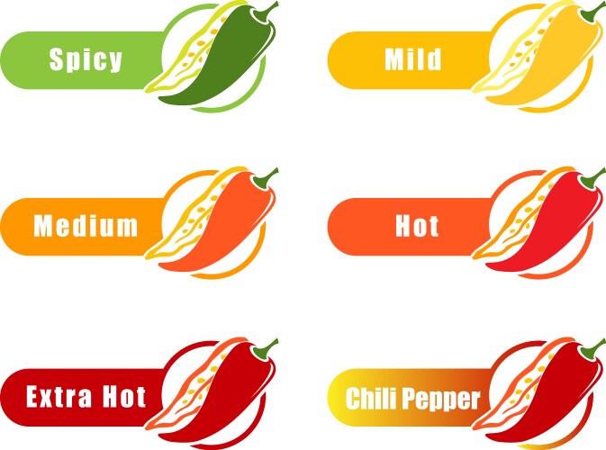 Chili pepper spice levels hot sign Royalty Free Vector Image