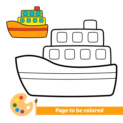 Coloring book for kids ship Royalty Free Vector Image