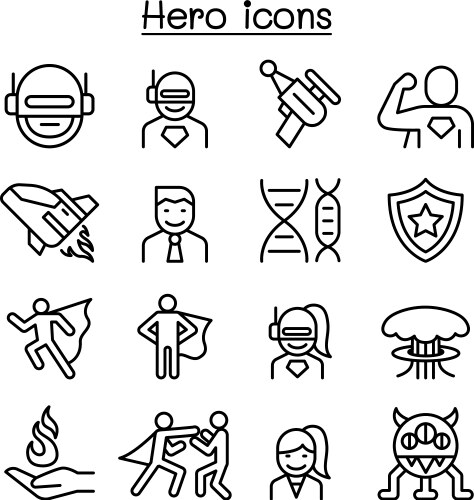 Hero icon set Royalty Free Vector Image - VectorStock